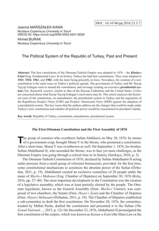 The Political System of the Republic of Turkey, Past and Present | PDF