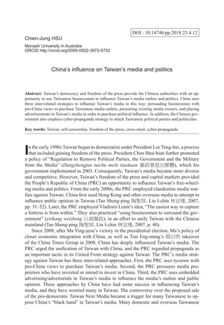China’s influence on Taiwan’s media and politics | PDF