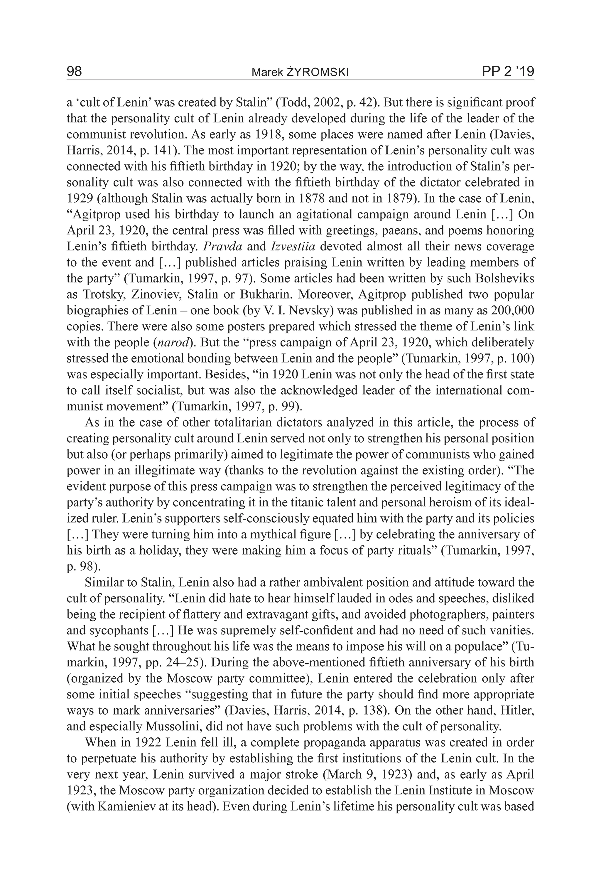 The cult of personality as an important feature of totalitarian ...