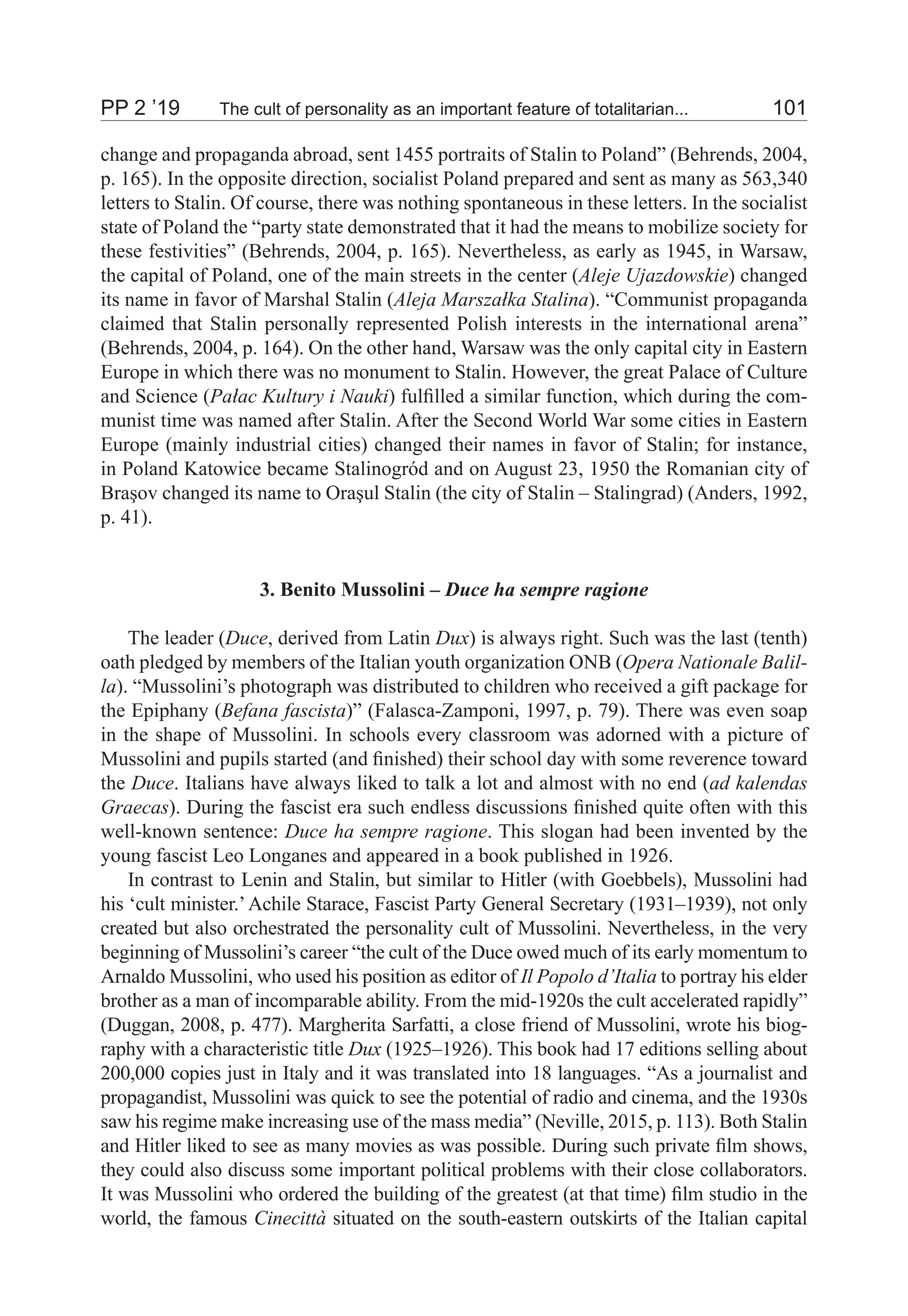 The cult of personality as an important feature of totalitarian ...