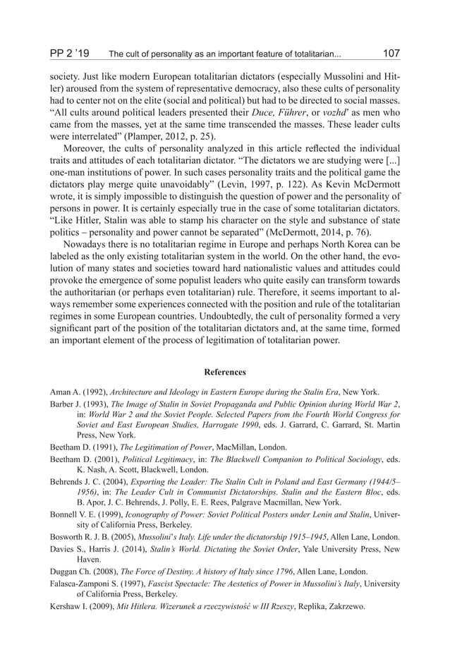 The cult of personality as an important feature of totalitarian ...