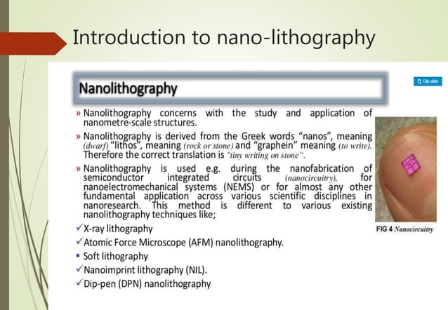Nano-lithography | PPTX | Photography | Arts and Crafts