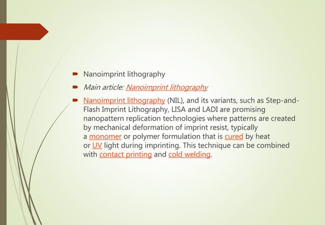 Nano-lithography | PPTX | Photography | Arts and Crafts