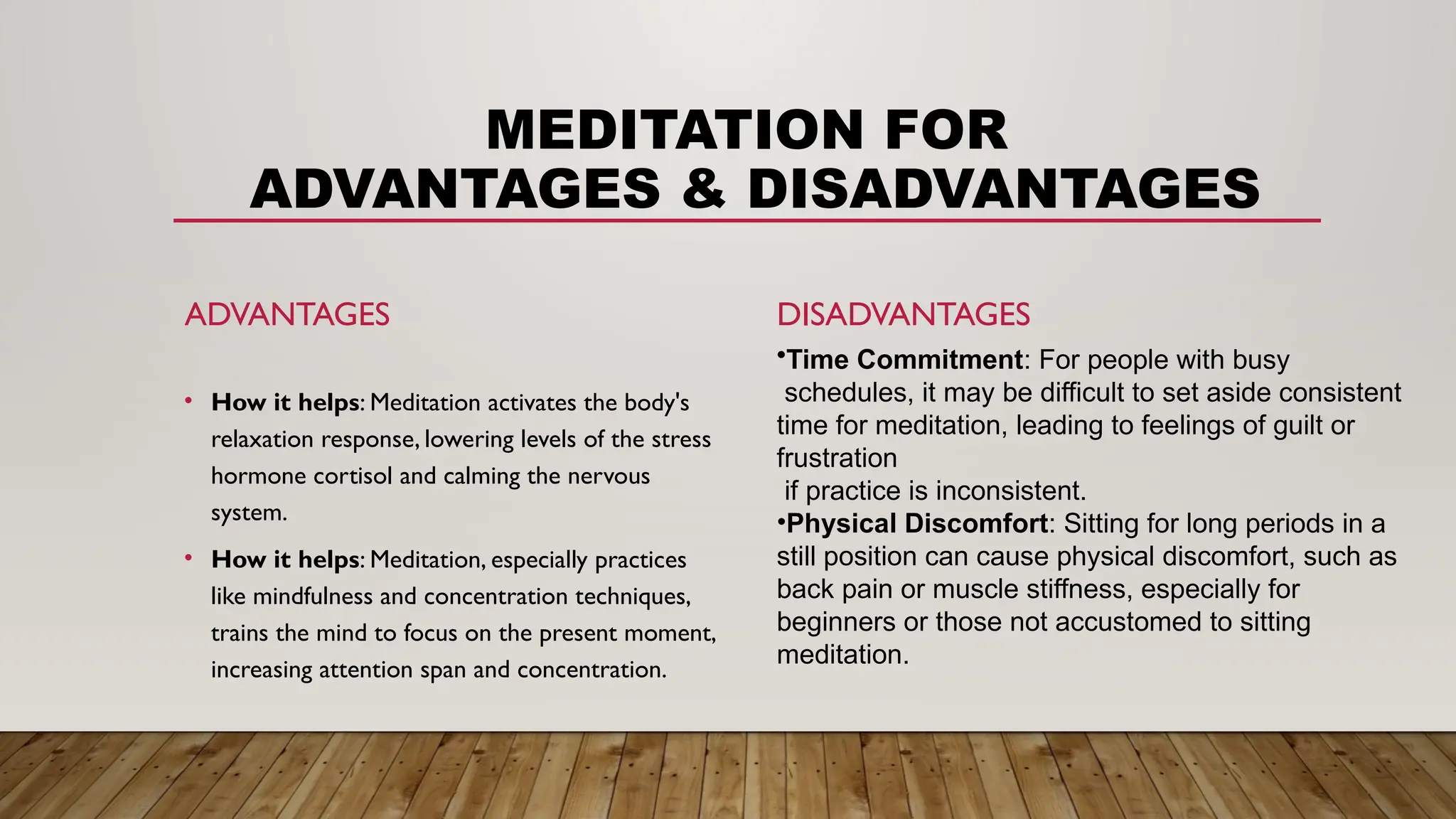 meditation for tips and advantages & disadvantages | PPTX