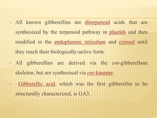 MOLECULAR AND BIOCHEMICAL STEPS IN SYNTHESIS OF GIBBERELLINS IN PLANTS ...