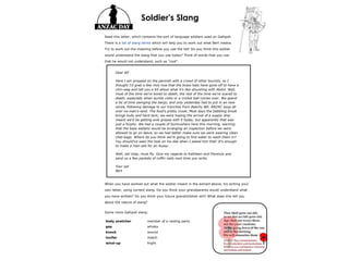 Anzac soldier's slang. First World War - Gallipoli | PPTX