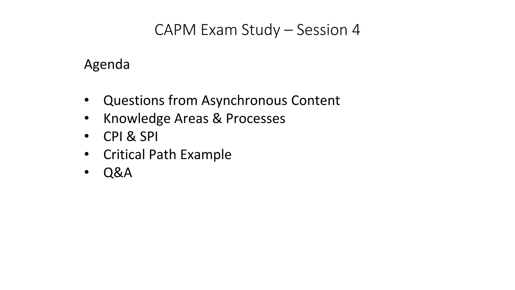 CAPM study session 4 | PPT