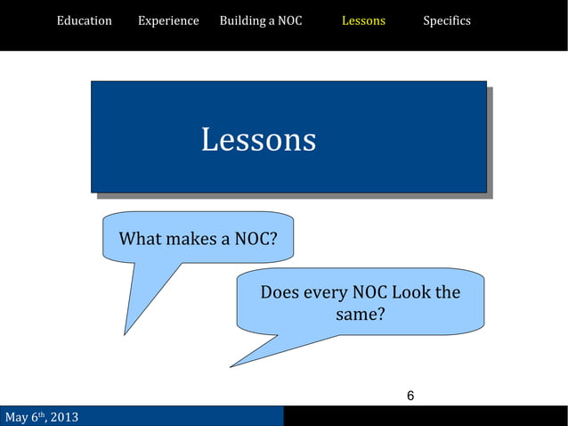 Intro to Nick Arancio and NOC Building philosophy | PPT
