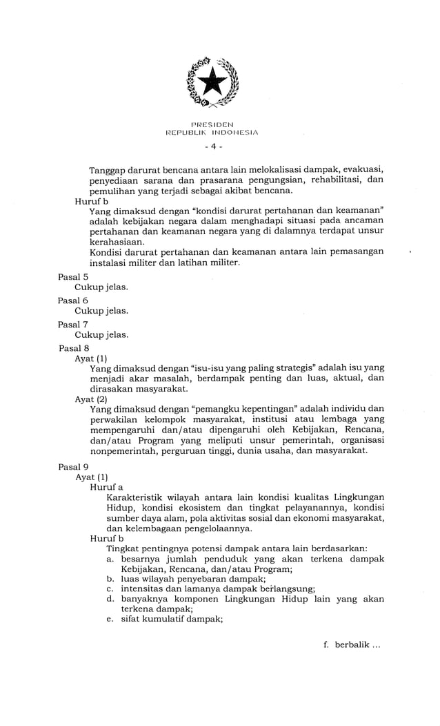 PP No 46/2016 : TATA CARA PENYELENGGARAAN KAJIAN LINGKUNGAN HIDUP STRATEGIS | PDF