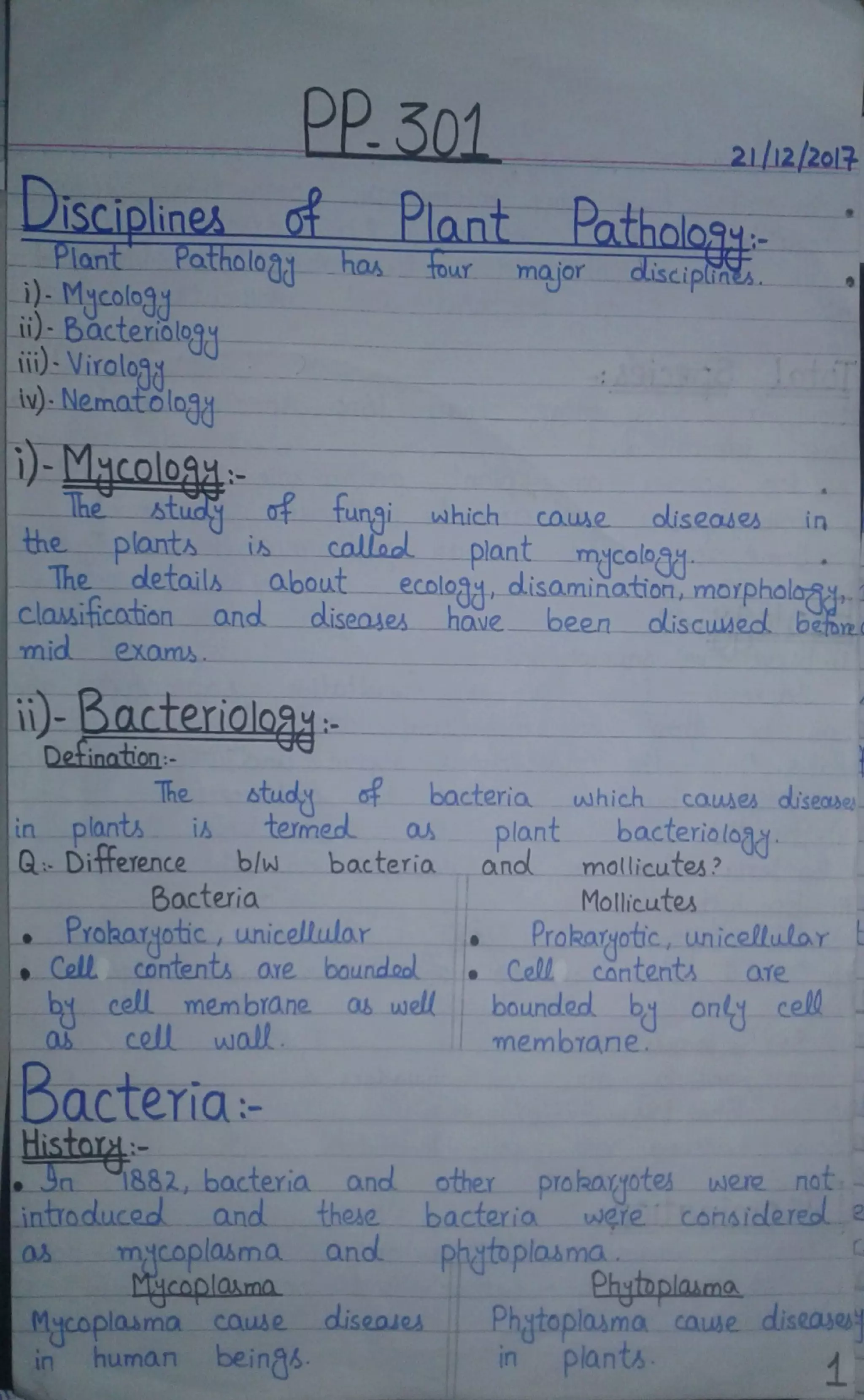 Plant pathology first samestar cours | PDF