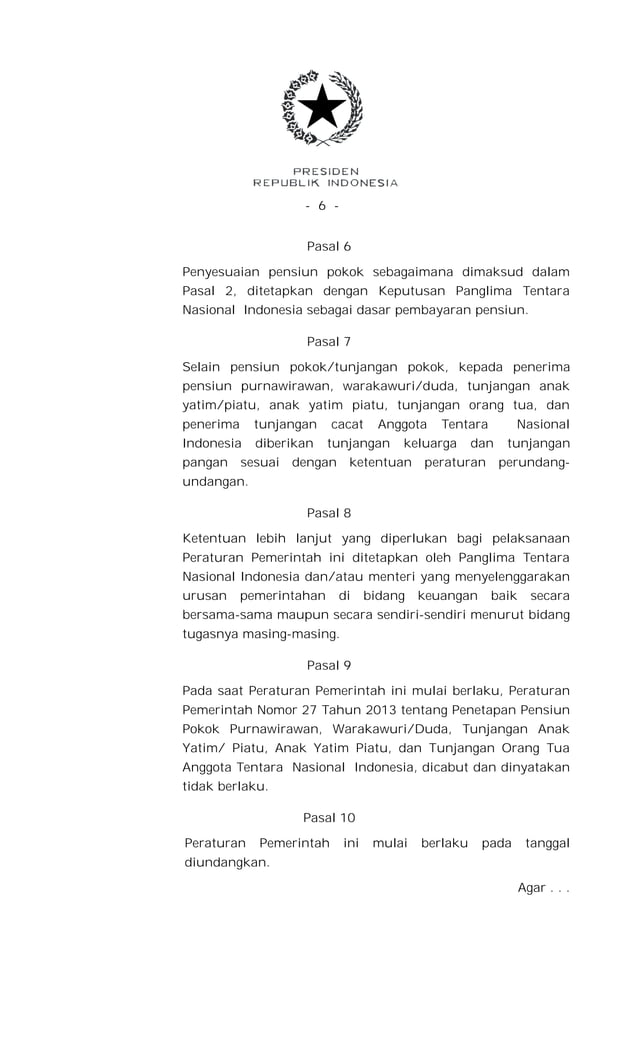 Pp0382014 pokok pensiun tni | PDF