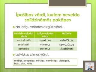 Īpašības vārda salīdzināmās pakāpes | PPTX