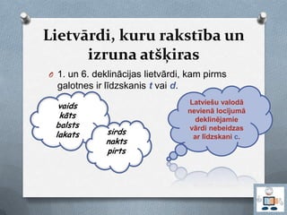 Lietvārdu pareizrakstība | PPTX