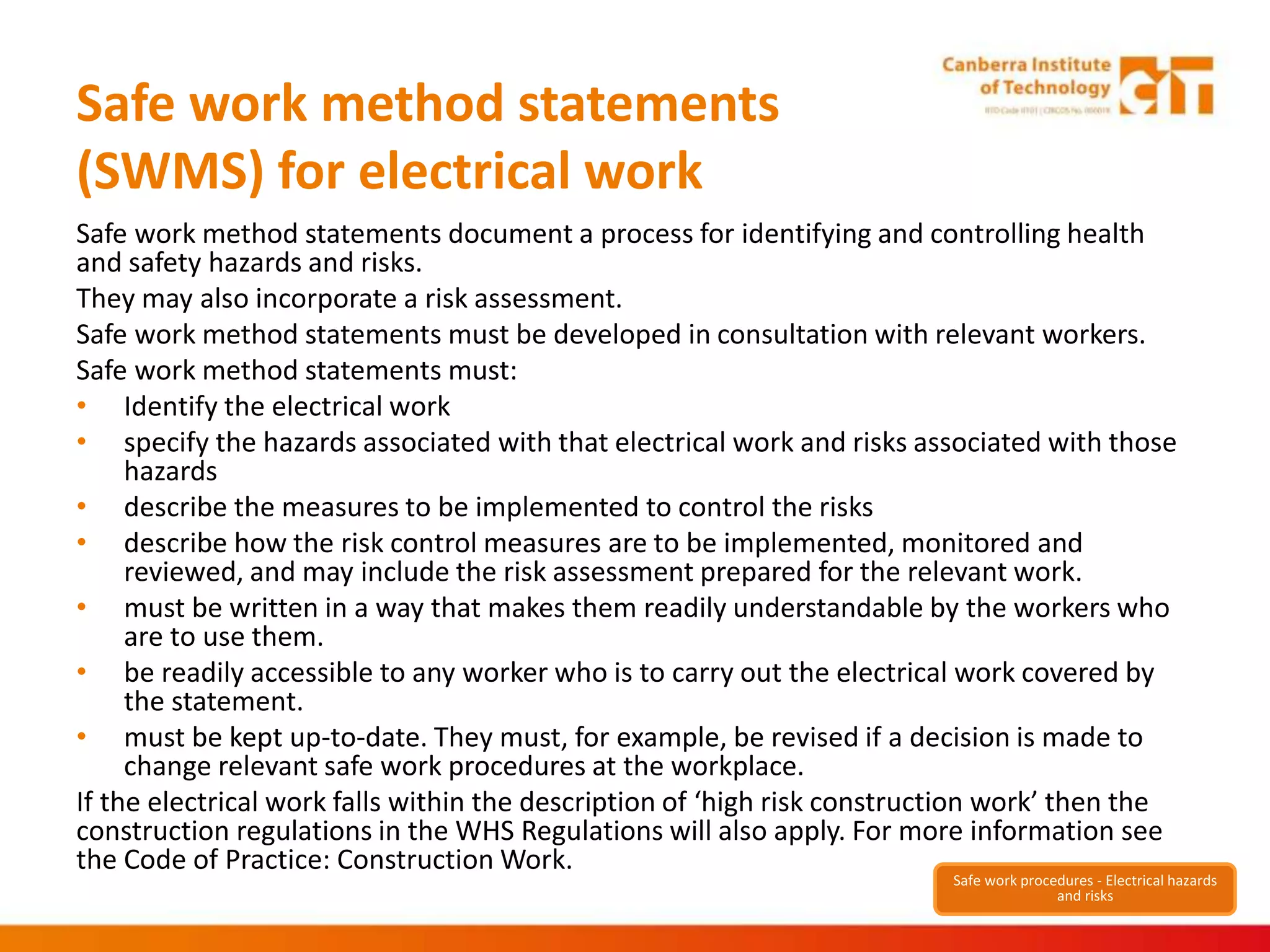 Pp 13 electrical hazards, risks and controls | PPTX