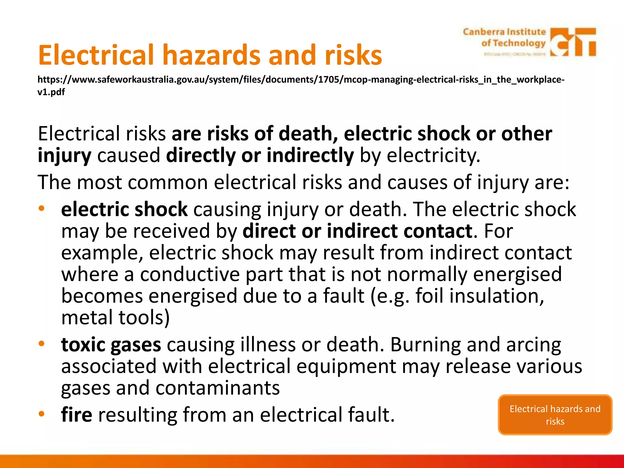 Pp 13 electrical hazards, risks and controls | PPTX