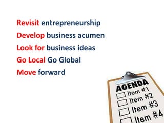 Entrepreneurship - Go Local, Go Global | PPTX