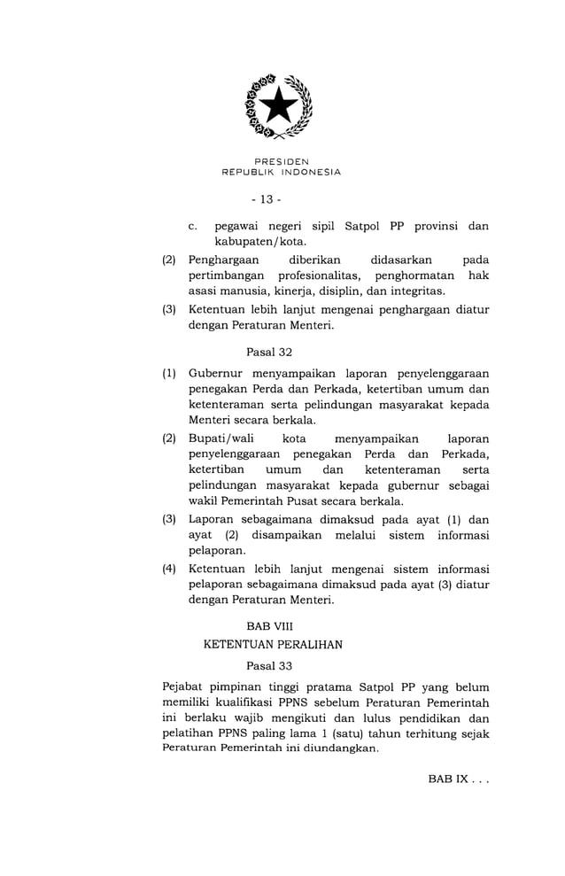 Pp 16 2018 satpol pp | PDF