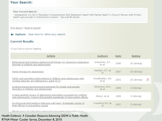 Health Evidence: A Canadian resource advancing evidence-informed decision making in public ...