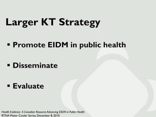 Health Evidence: A Canadian resource advancing evidence-informed decision making in public ...