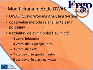 OWAS Analysis (slovenian version) | PPTX
