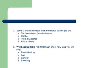 Pp1 pre quiz risk factors chronic diseases | PPT