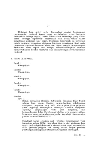 Peraturan Pemerintah No.2 Tahun 2006 tentang Tata Cara Pengadaan Pinjaman dan/atau Penerimaan ...
