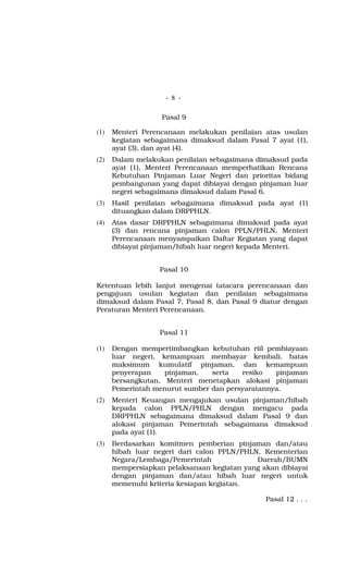 Peraturan Pemerintah No.2 Tahun 2006 tentang Tata Cara Pengadaan Pinjaman dan/atau Penerimaan ...
