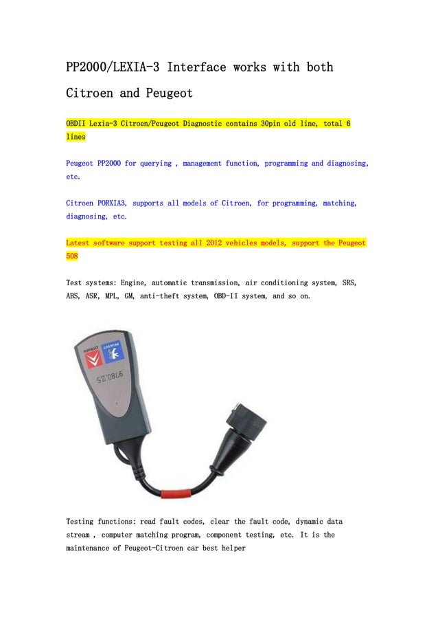 Pp2000 lexia 3 citroen peugeot diagnostic | PDF