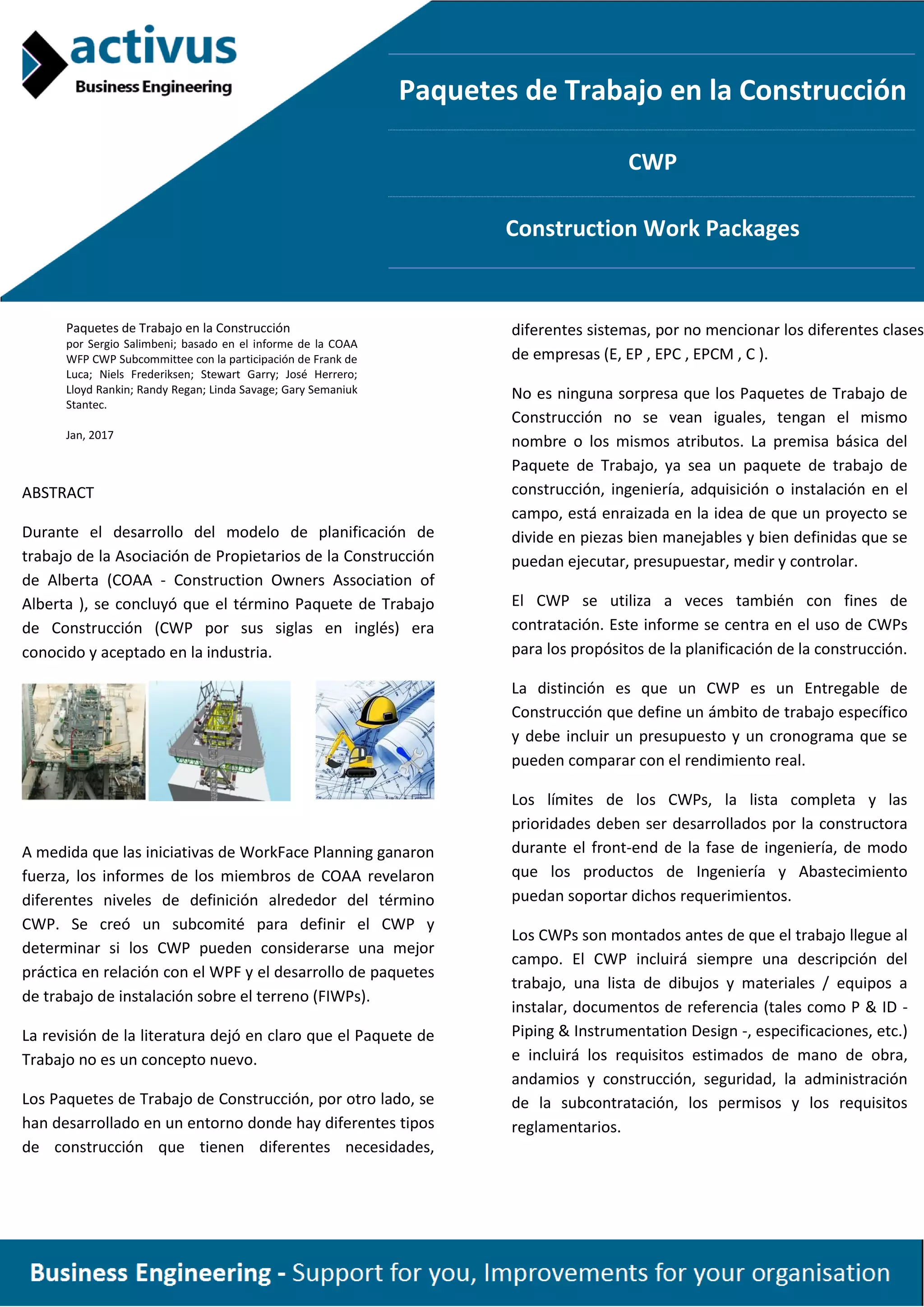 CWP - construction work packages | PDF