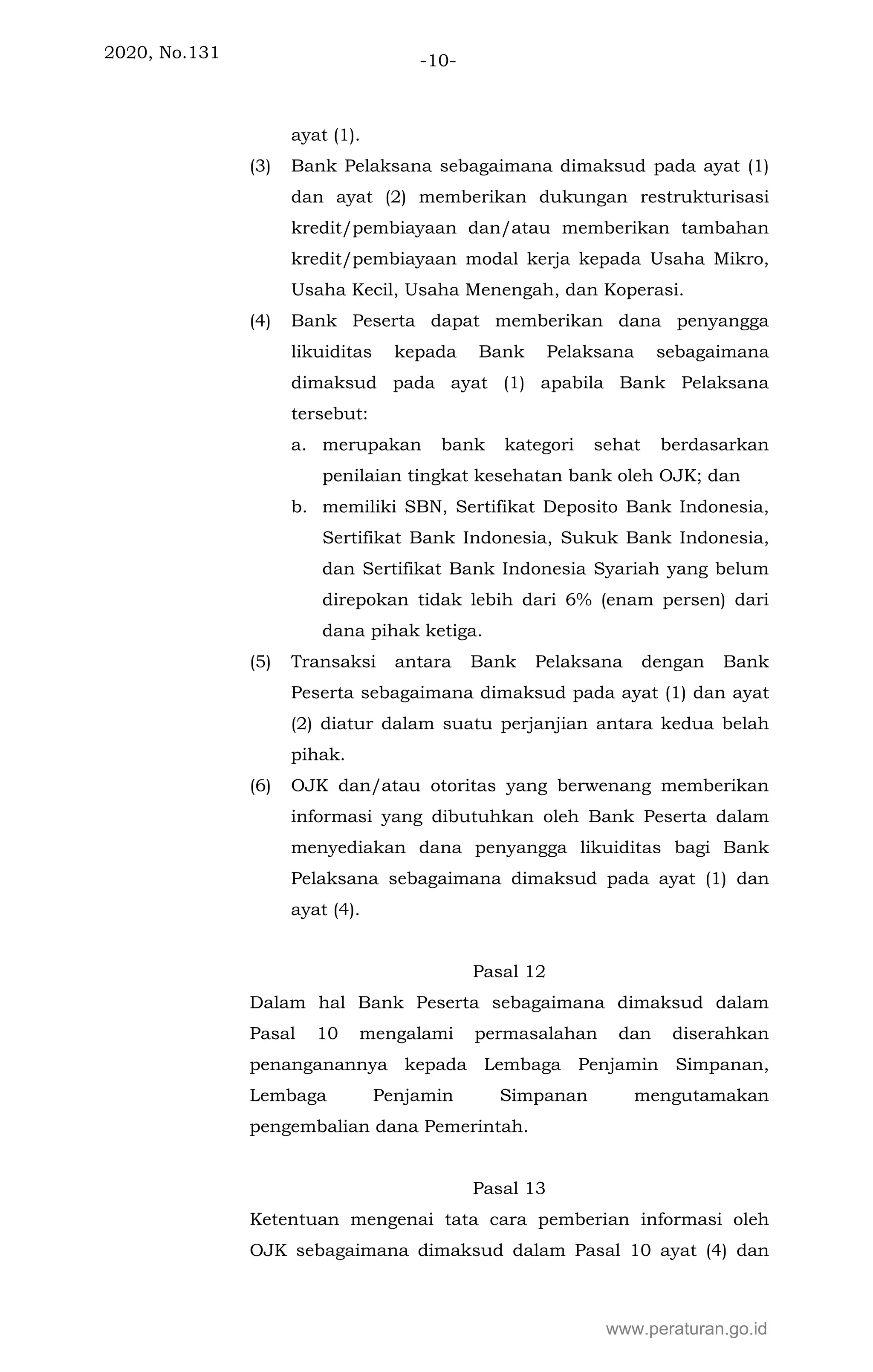 Peraturan Pemerintah Nomor 23 Tahun 2020 | PDF