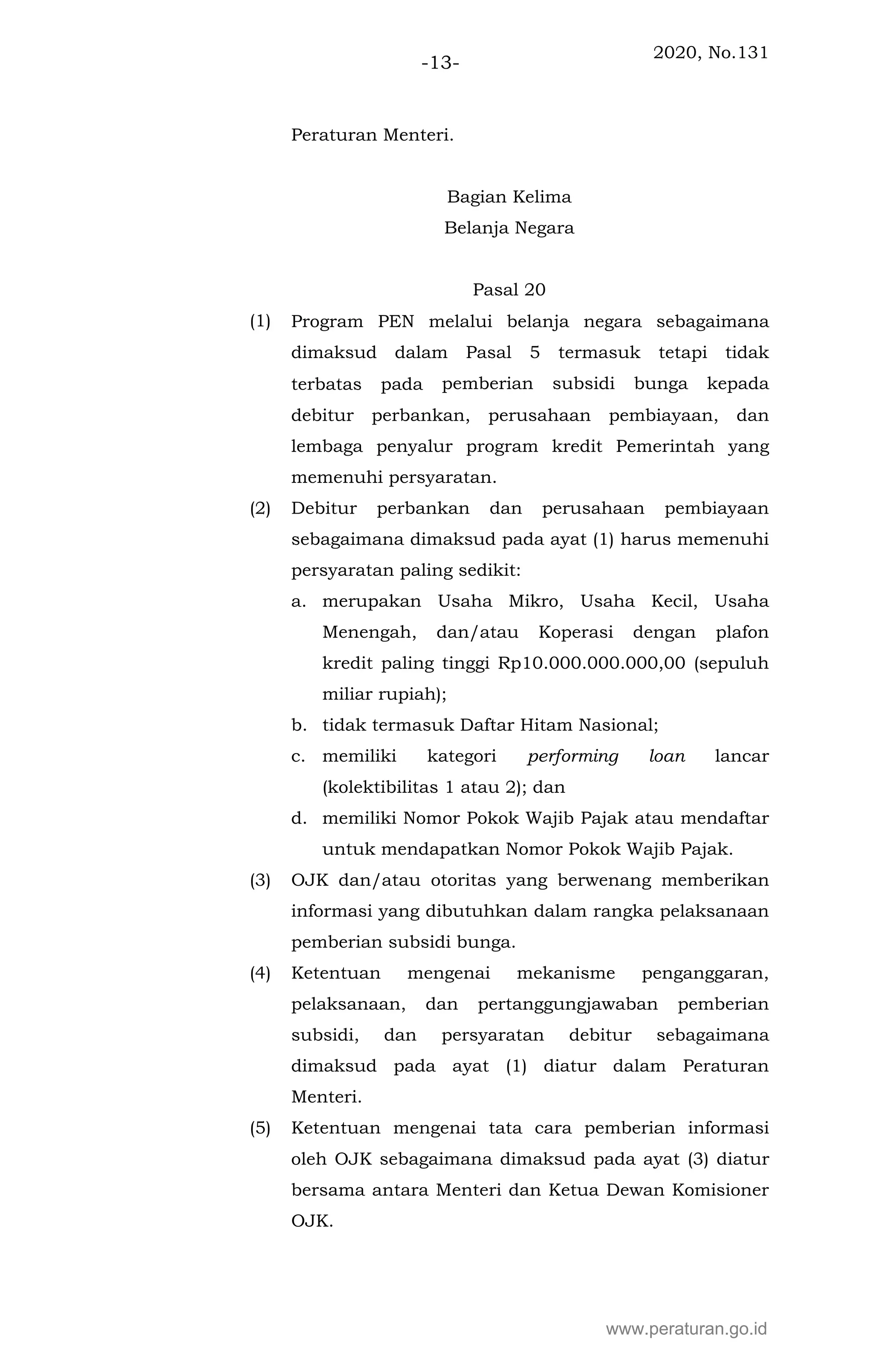 Peraturan Pemerintah Nomor 23 Tahun 2020 | PDF