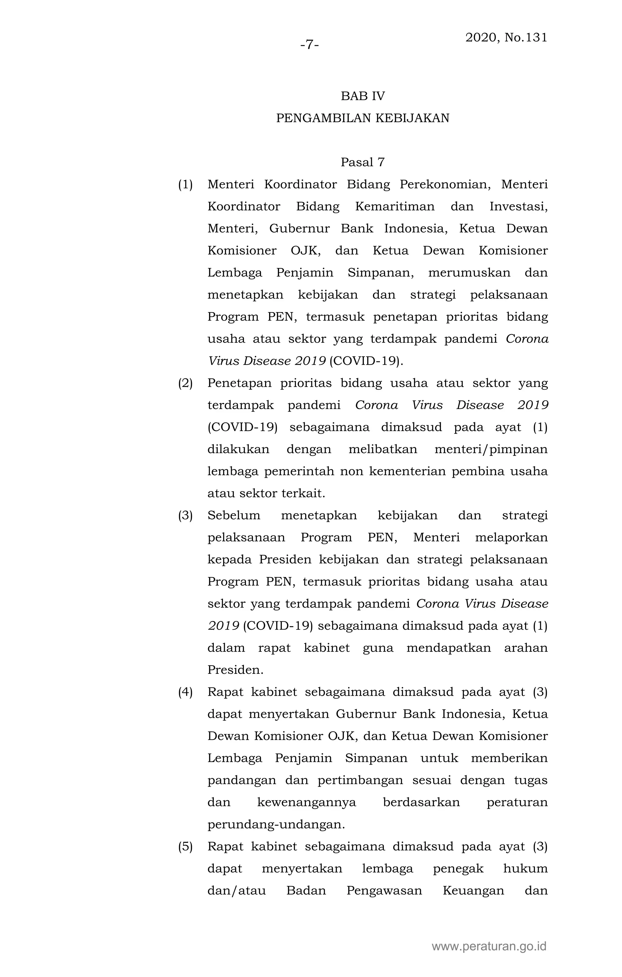 Peraturan Pemerintah Nomor 23 Tahun 2020 | PDF