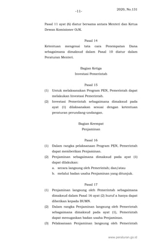 Peraturan Pemerintah Nomor 23 Tahun 2020 | PDF