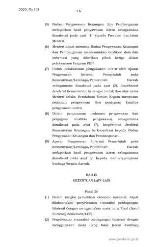 Peraturan Pemerintah Nomor 23 Tahun 2020 | PDF