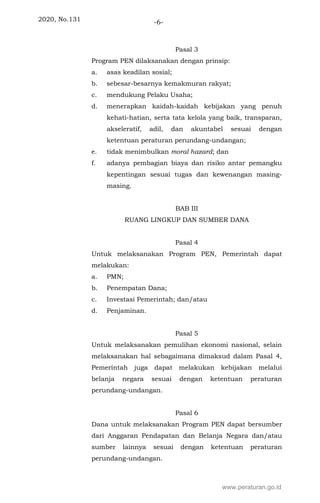 Peraturan Pemerintah Nomor 23 Tahun 2020 | PDF