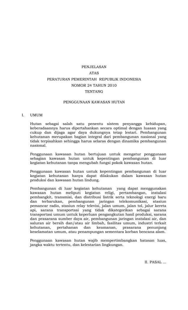 Pp24 2010 penggunaan kawasan hutanPeraturan Pemerintah No. 24 Tahun 2010 tentang Penggunaan ...