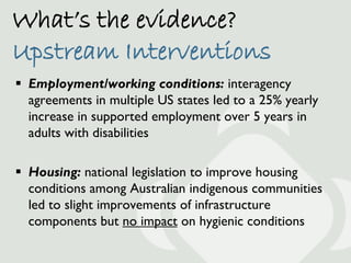 Intersectoral Action & the Social Determinants of Health: What's the ...