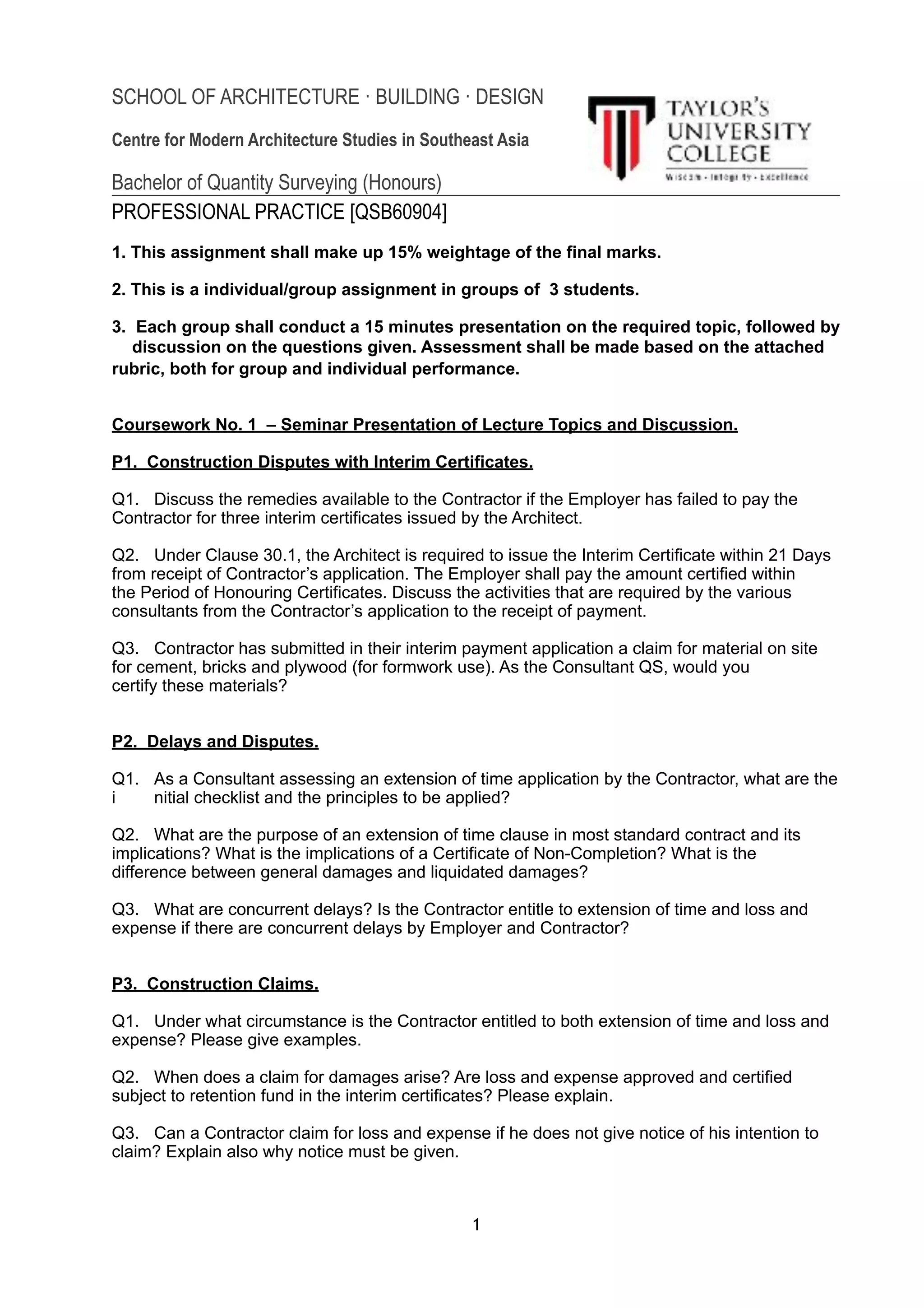 Seminar - Question | PDF