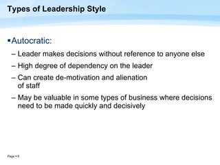 Types of Leaders | PPT