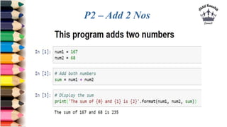 Basic programs in Python | PPTX