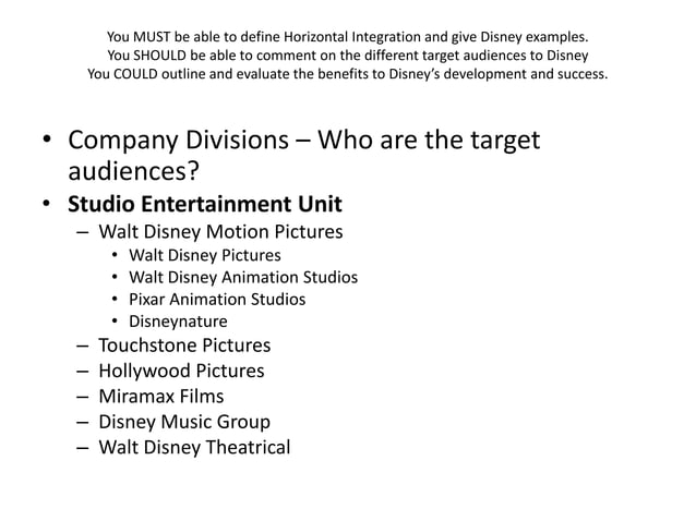 Pp3 disney and horizontal integration | PPTX