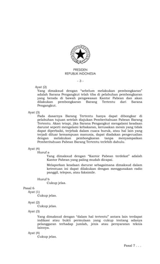 PP No 3 Tahun 2009 (Pengawasan Pengangkutan Barang Tertentu Dalam ...