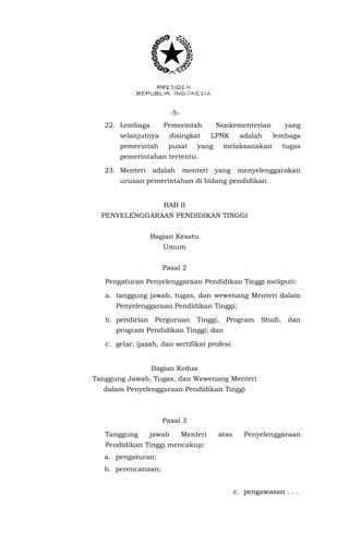Pp4 2014-penyelenggaraan-pendidikan-tinggi-pengelolaan-perguruan-tinggi | PDF