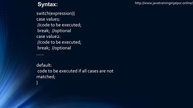 JAVA SWITCH STATEMENT | PPTX | Programming Languages | Computing