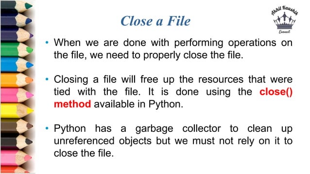 File Handling Python | PPTX | Programming Languages | Computing