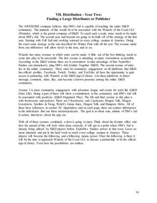 Distribution and Marketing plan for Dungeon Masters Aid | PDF