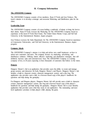 Distribution and Marketing plan for Dungeon Masters Aid | PDF