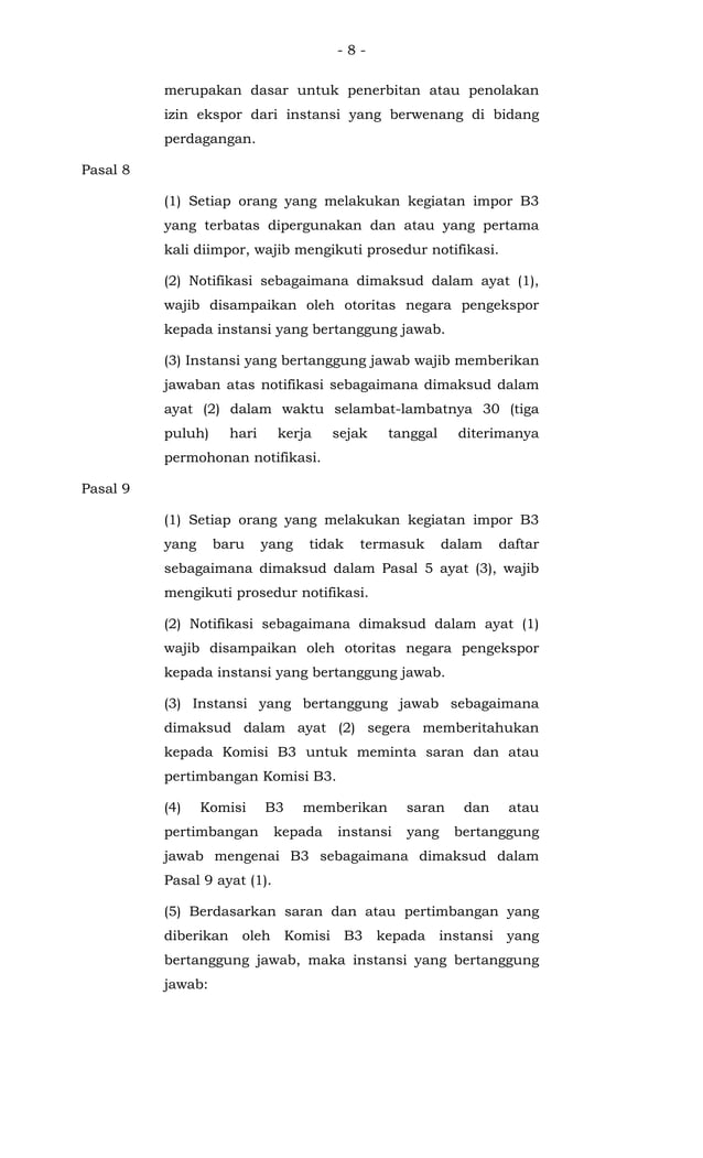 Peraturan Pemerintah No. 74 Tahun 2001 tentang Pengelolaan Bahan ...