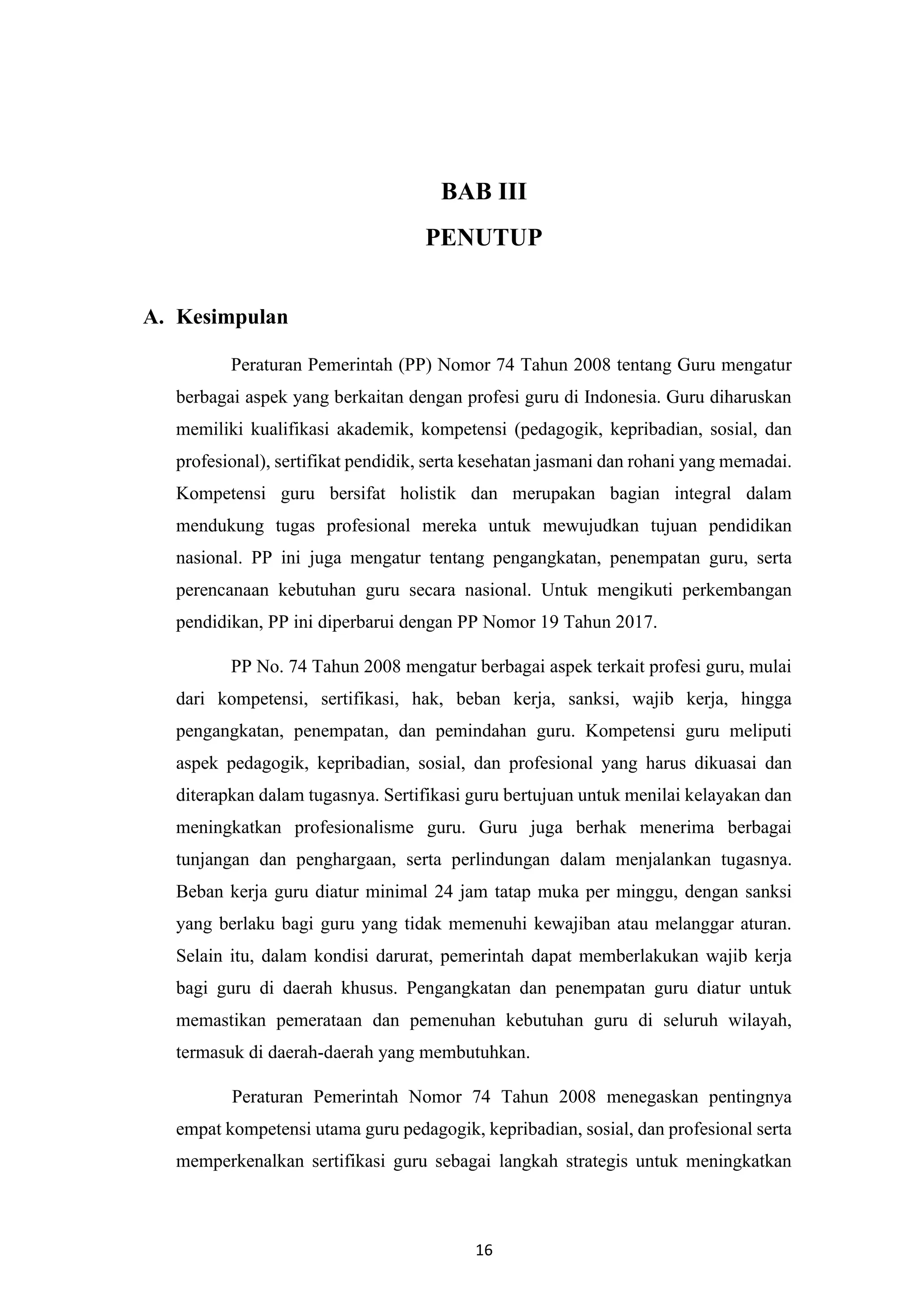 Pp 74 Tahun 2008 Tentang Guru Pdf