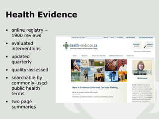 Evidence-informed decision making – process and results to inform a ...